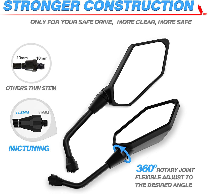 Motorcycle Convex Rear View Mirror - with 10mm Bolt, Handle Bar Mount ...