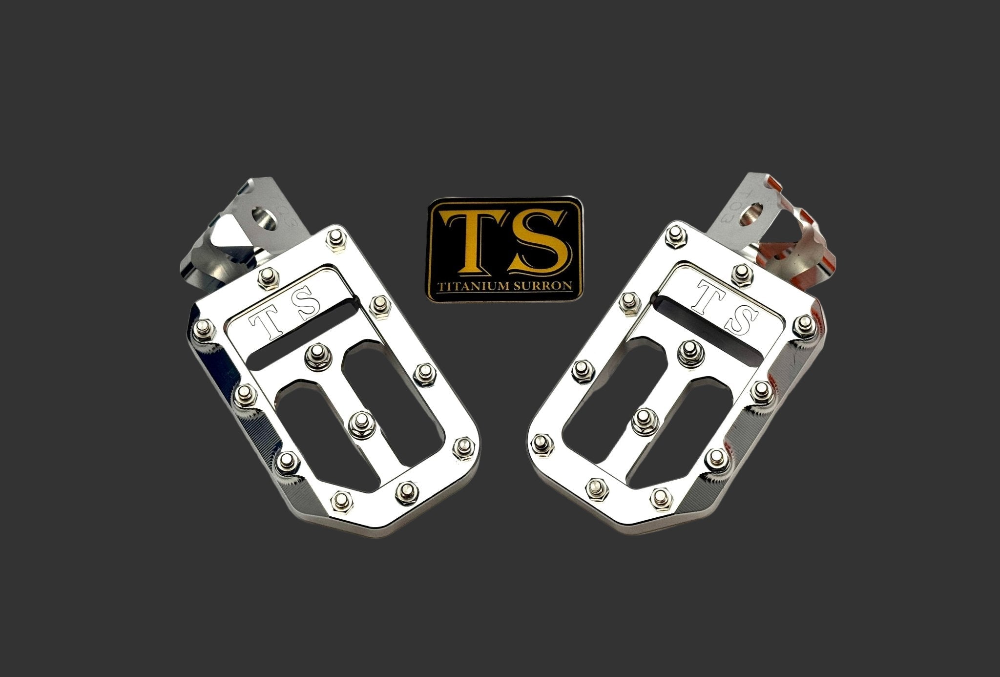 TS Custom Foot Pegs w/ Titanium Grips for Surron and Most Light E-moto ...